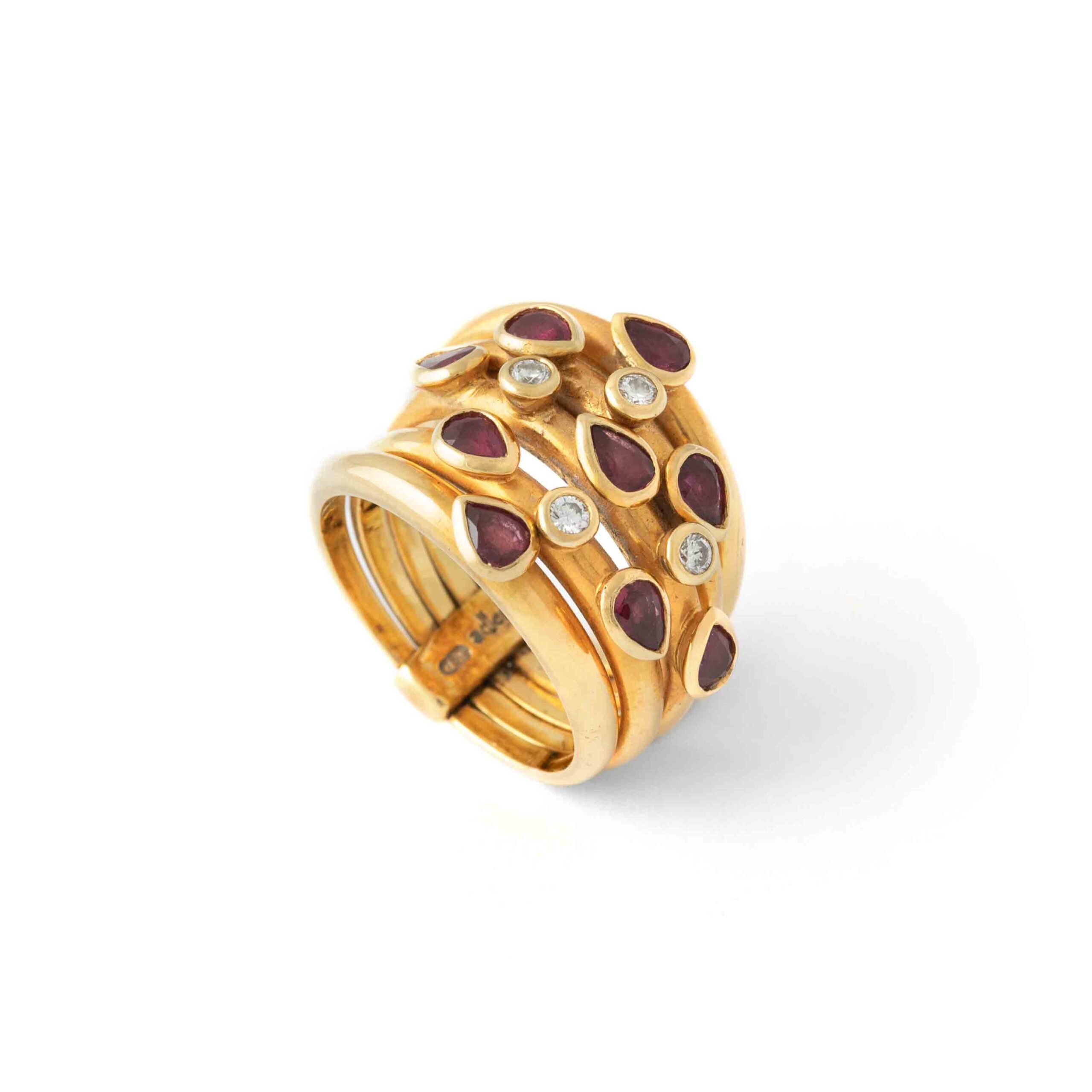 Adler Seragilo Collection Ruby Diamond Yellow Gold 18K Ring - Iskenderian